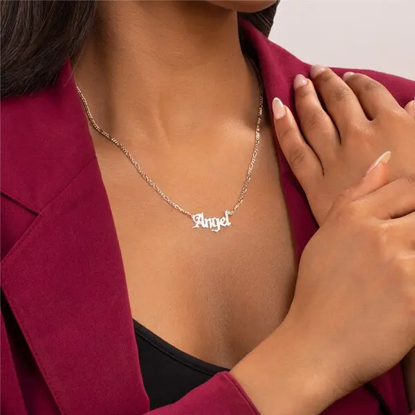 Jewlr Personalized Name Necklace With Figaro Chain
