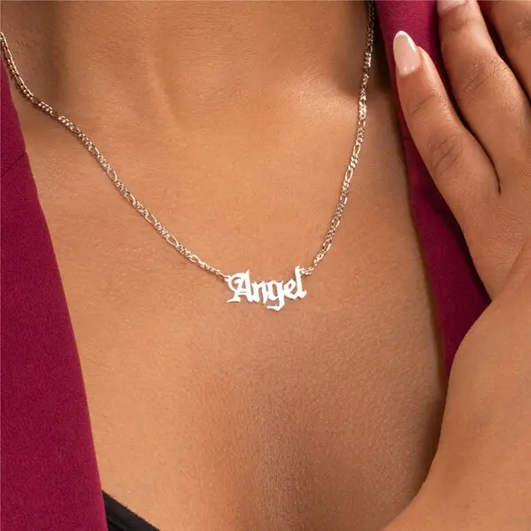Jewlr Personalized Name Necklace With Figaro Chain