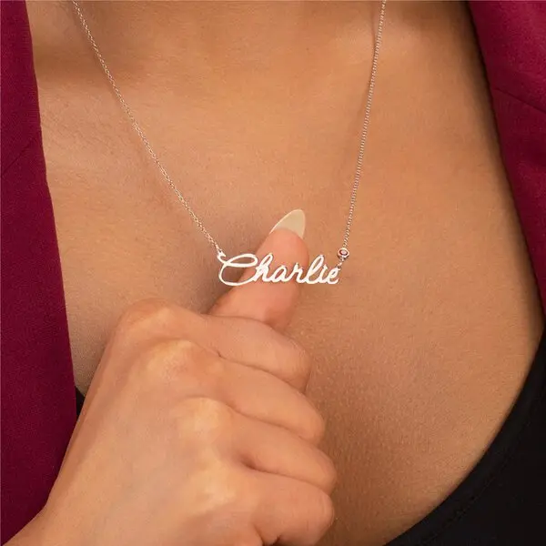 Jewlr Script Name Necklace With Birthstone