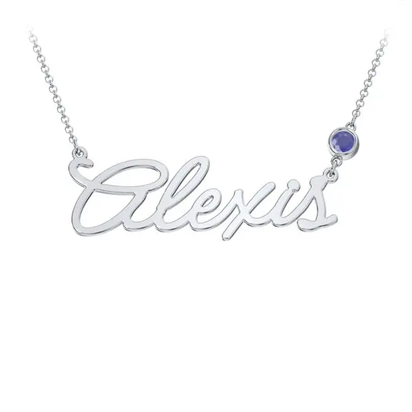 Jewlr Script Name Necklace With Birthstone