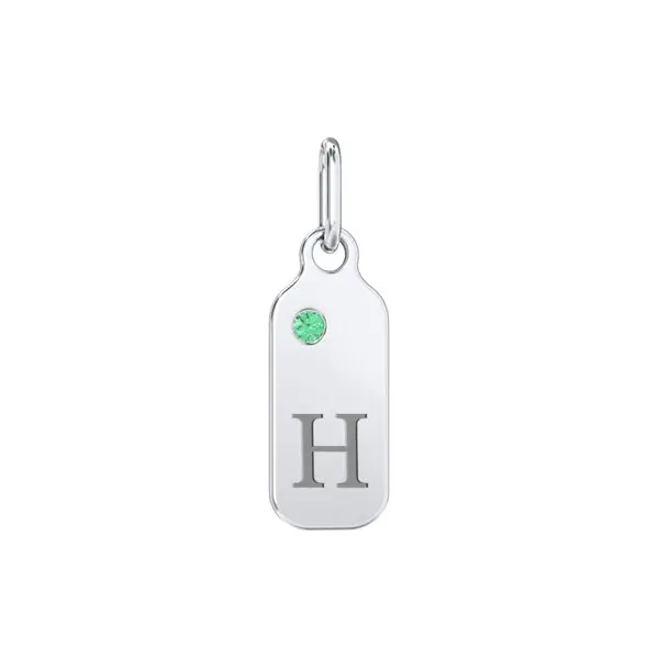 Jewlr Duchess Dog Tag Initial Charm With Accent Stone