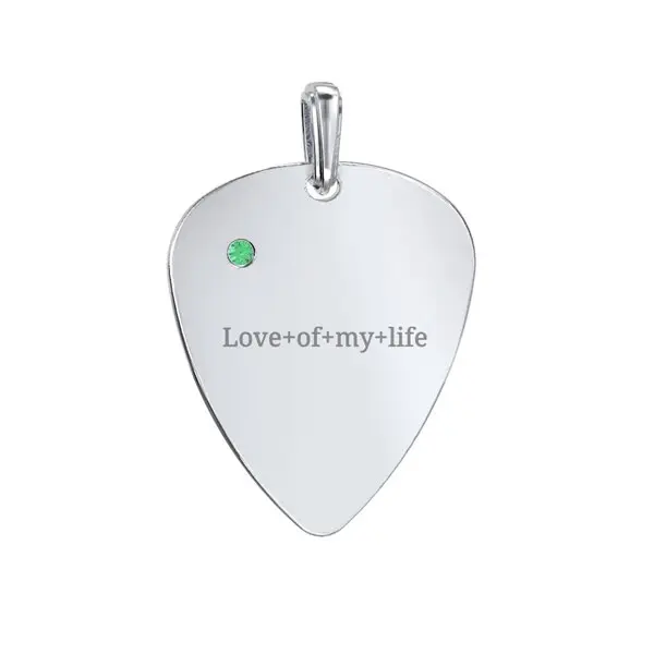 Jewlr Engravable Guitar Pick Pendant With Gemstone
