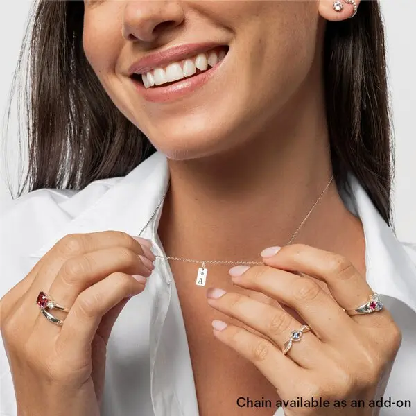 Jewlr Initial Tag Charm With Birthstone