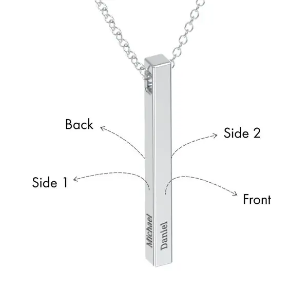 Jewlr Vertical 3d Bar Necklace With Engraving