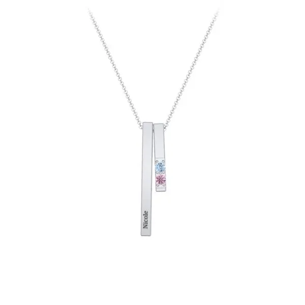 Jewlr Multi Vertical 3d Bar Necklace With 1-4 Birthstones