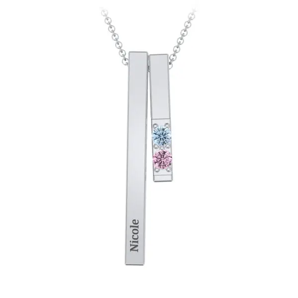 Jewlr Multi Vertical 3d Bar Necklace With 1-4 Birthstones