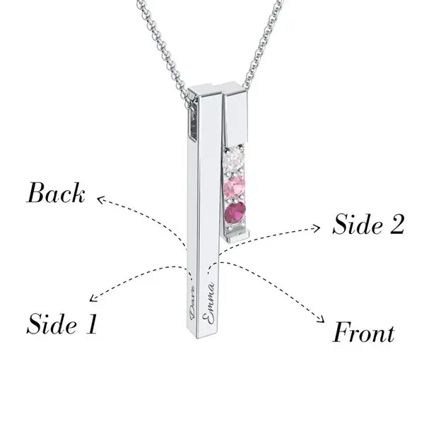 Jewlr Multi Vertical 3d Bar Necklace With 1-4 Birthstones