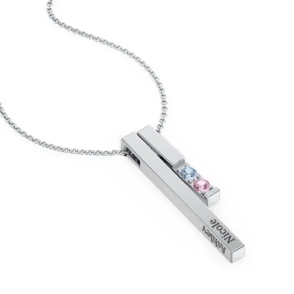Jewlr Multi Vertical 3d Bar Necklace With 1-4 Birthstones