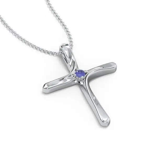 Jewlr Twisted Cross Pendant With Birthstone