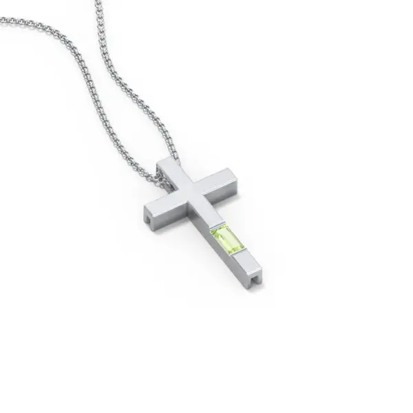 Jewlr Modern Cross With Baguette Birthstone