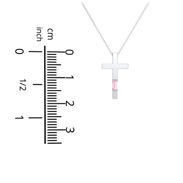 Jewlr Modern Cross With Baguette Birthstone