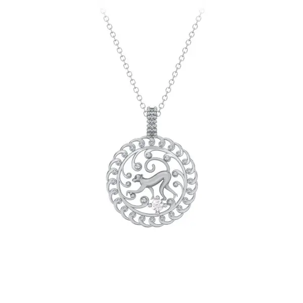 Jewlr Year Of The Monkey Chinese Zodiac Medallion Necklace - Sterling Silver