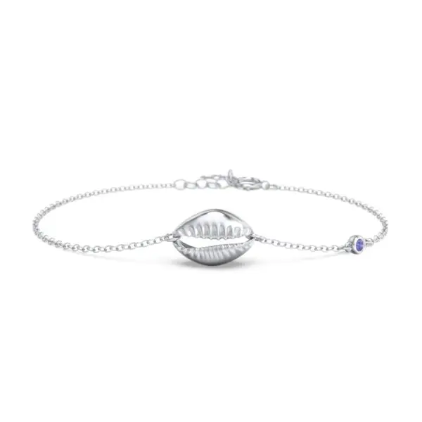 Jewlr Coffee Bean Shell Bracelet With Bezel Set Gemstone