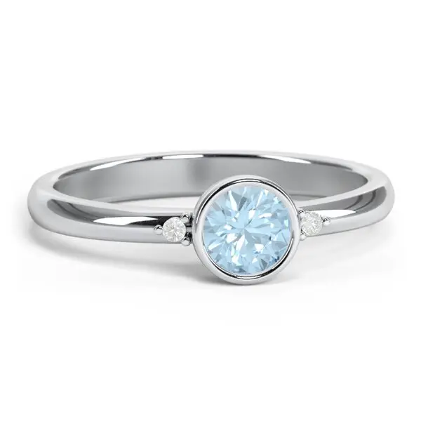 Jewlr Round Bezel Solitaire With Twin Accents Ring