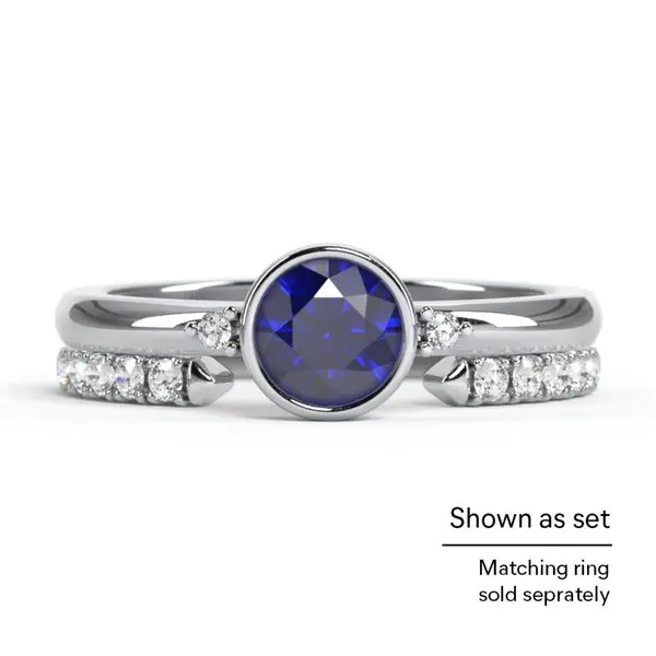 Jewlr Round Bezel Solitaire With Twin Accents Ring