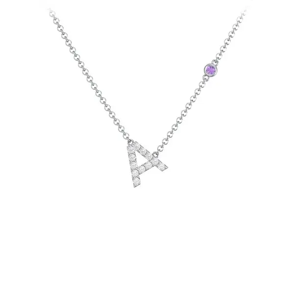 Jewlr Pavé A Initial Necklace With Satellite Gemstone