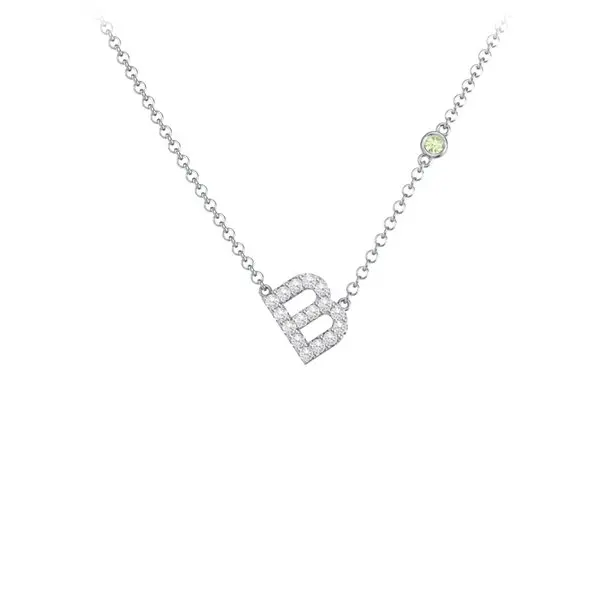 Jewlr Pavé B Initial Necklace With Satellite Gemstone