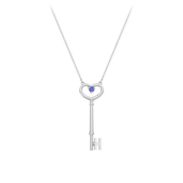 Jewlr Initial Heart Key Necklace With Gemstone H