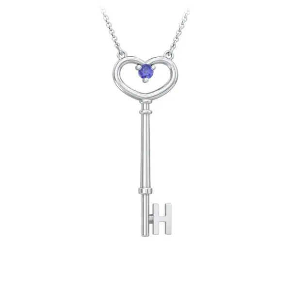 Jewlr Initial Heart Key Necklace With Gemstone H