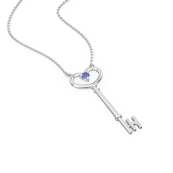 Jewlr Initial Heart Key Necklace With Gemstone H
