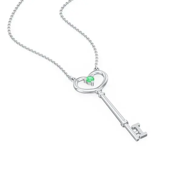 Jewlr Initial Heart Key Necklace With Gemstone I