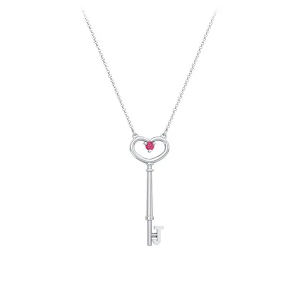 Jewlr Initial Heart Key Necklace With Gemstone J
