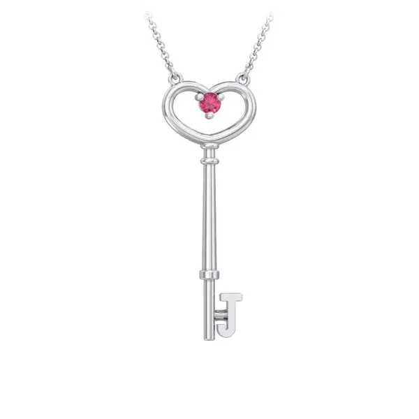 Jewlr Initial Heart Key Necklace With Gemstone J