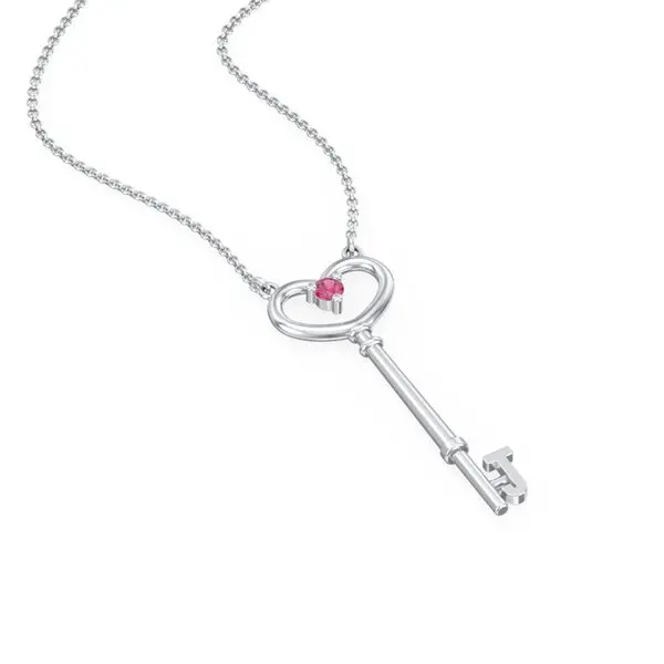 Jewlr Initial Heart Key Necklace With Gemstone J