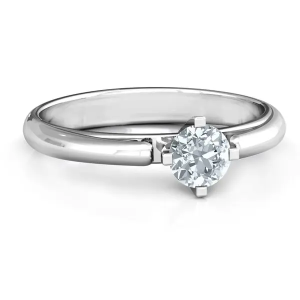 Jewlr Ski Tip Solitaire Round Ring