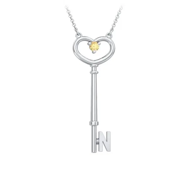Jewlr Initial Heart Key Necklace With Gemstone N