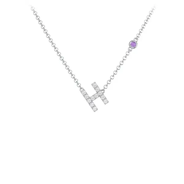 Jewlr Pavé H Initial Necklace With Satellite Gemstone