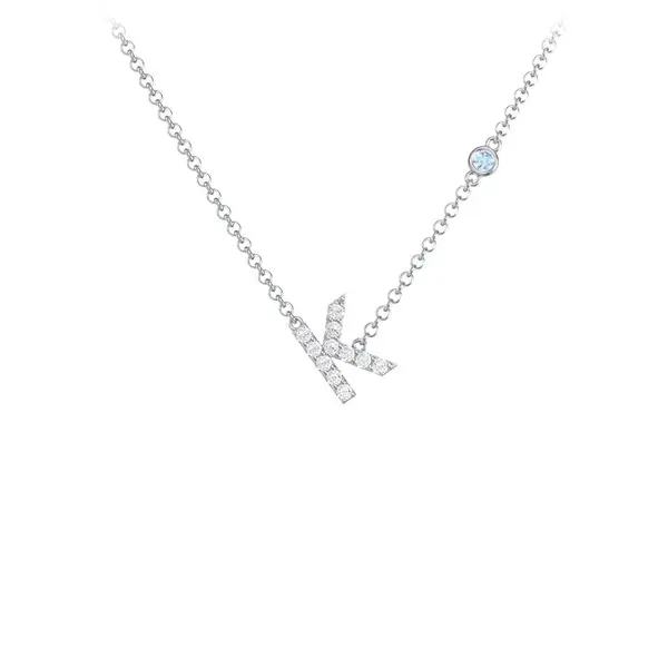 Jewlr Pavé K Initial Necklace With Satellite Gemstone