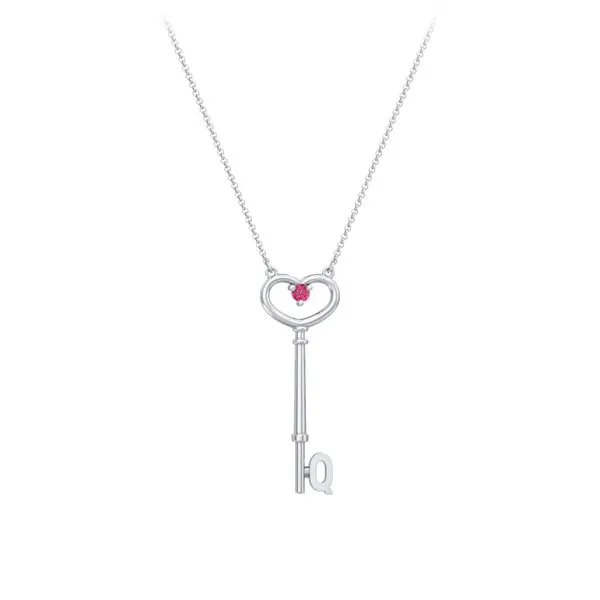 Jewlr Initial Heart Key Necklace With Gemstone Q