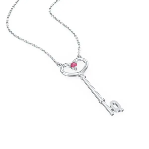 Jewlr Initial Heart Key Necklace With Gemstone Q