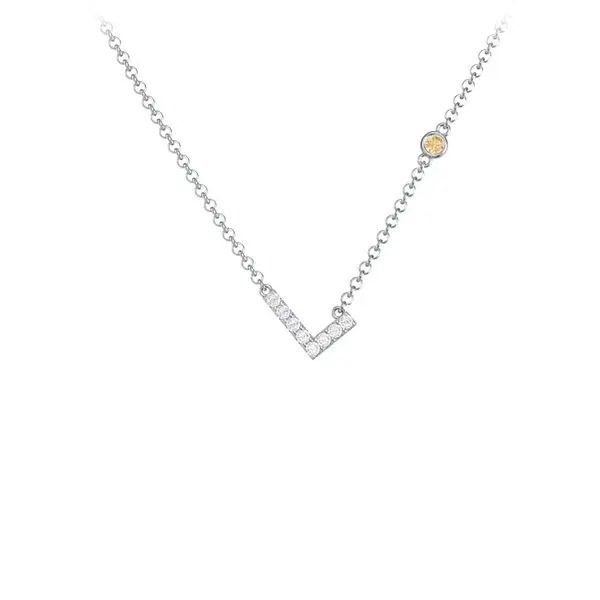 Jewlr Pavé L Initial Necklace With Satellite Gemstone