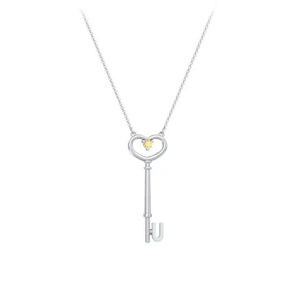 Jewlr Initial Heart Key Necklace With Gemstone U