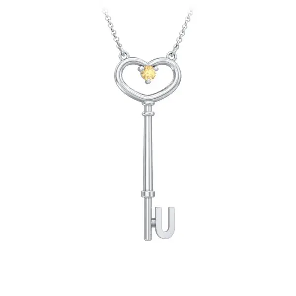 Jewlr Initial Heart Key Necklace With Gemstone U