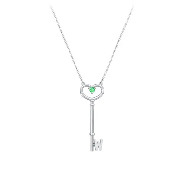 Jewlr Initial Heart Key Necklace With Gemstone W