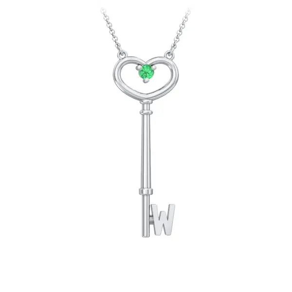 Jewlr Initial Heart Key Necklace With Gemstone W