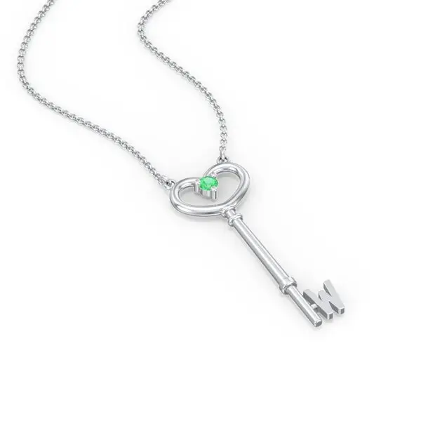 Jewlr Initial Heart Key Necklace With Gemstone W