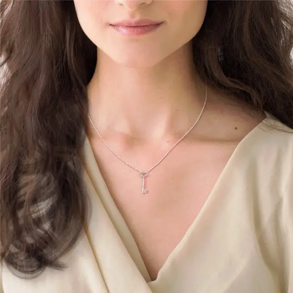 Jewlr Initial Heart Key Necklace With Gemstone W