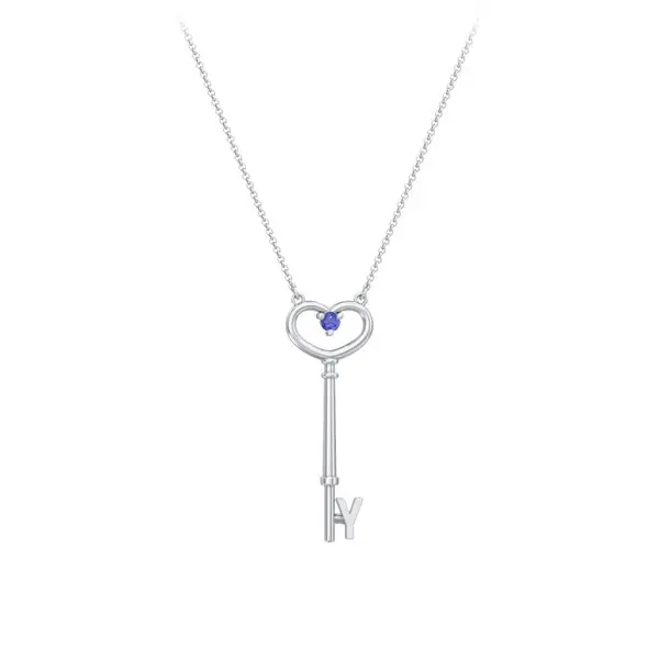 Jewlr Initial Heart Key Necklace With Gemstone Y