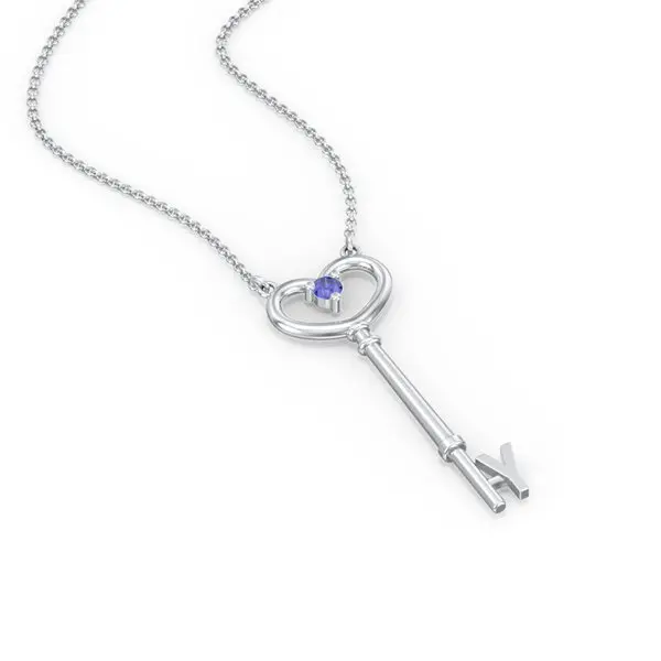 Jewlr Initial Heart Key Necklace With Gemstone Y