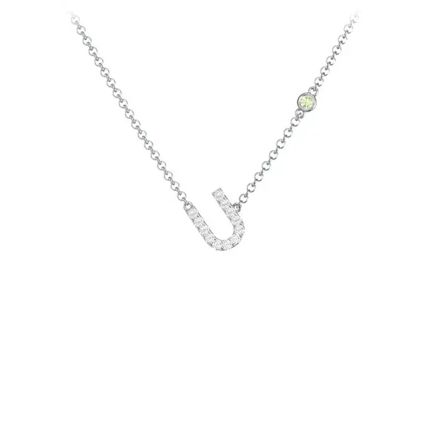 Jewlr Pavé U Initial Necklace With Satellite Gemstone