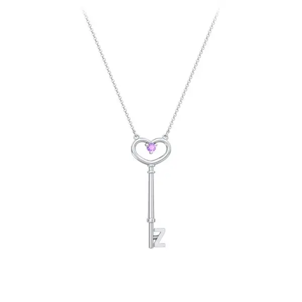 Jewlr Initial Heart Key Necklace With Gemstone Z