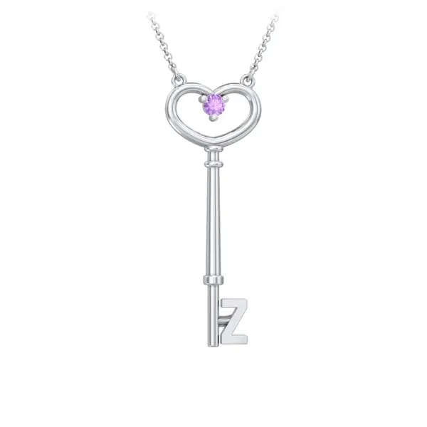 Jewlr Initial Heart Key Necklace With Gemstone Z