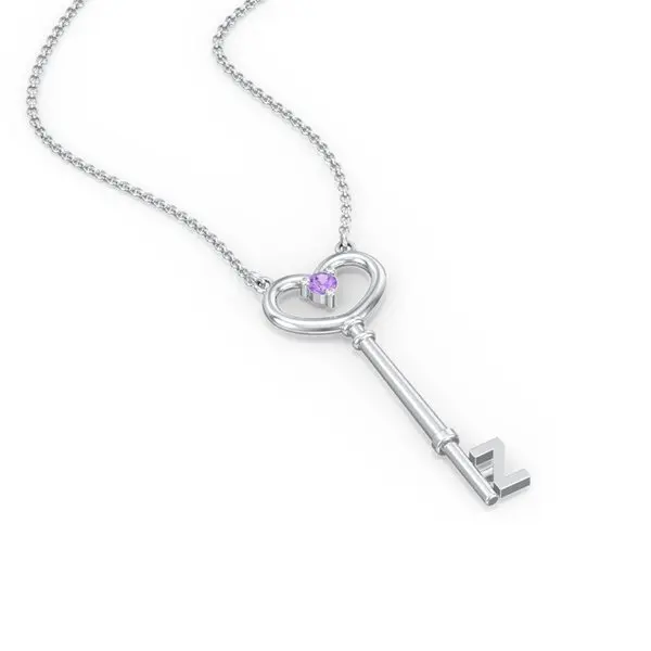 Jewlr Initial Heart Key Necklace With Gemstone Z