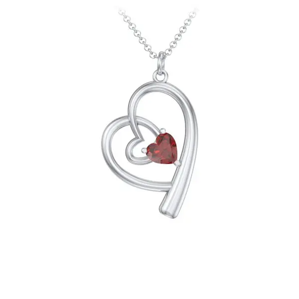 Jewlr Intertwined Heart In Heart Pendant With Gemstone