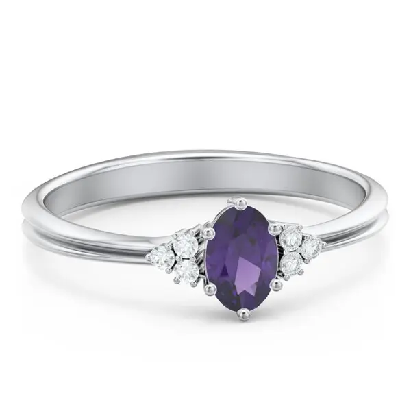 Jewlr Solitaire Oval With Triple Accents Ring