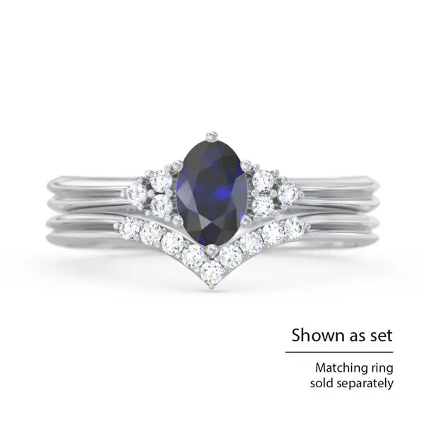 Jewlr Solitaire Oval With Triple Accents Ring